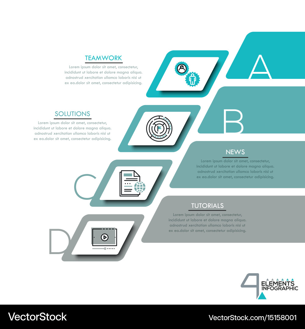 Infographic design layout with 4 lettered Vector Image
