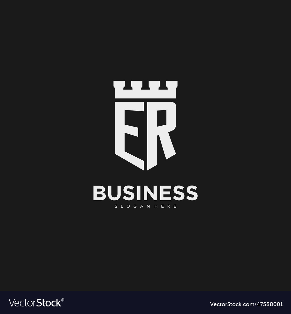 Initials er logo monogram with shield Royalty Free Vector