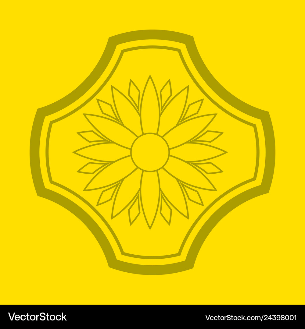 Logo flower on yellow background flower emblem Vector Image