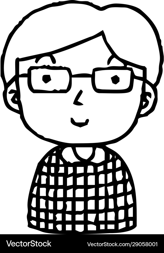 Monochrome hand painted cute smiling people icon Vector Image