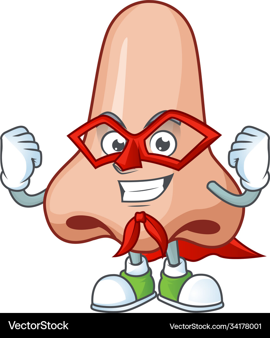 Nose cartoon design concept dressed as super hero Vector Image