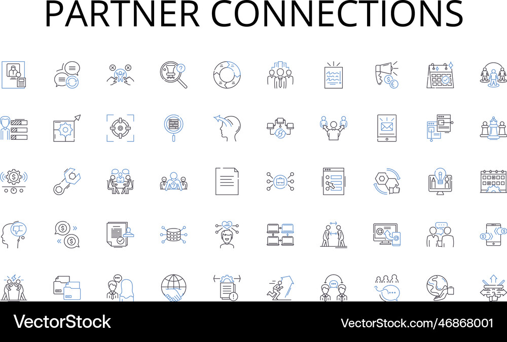 Partner connections line icons collection Vector Image