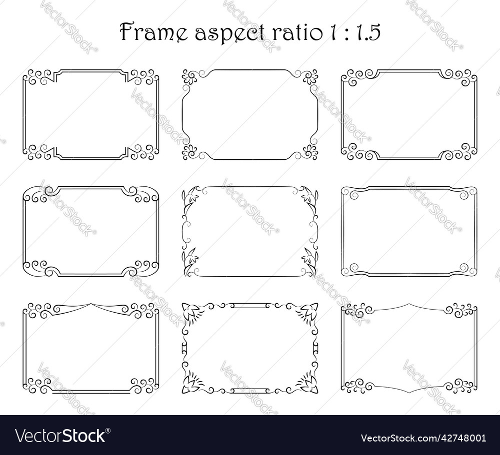 Set of rectangular frames with floral pattern Vector Image