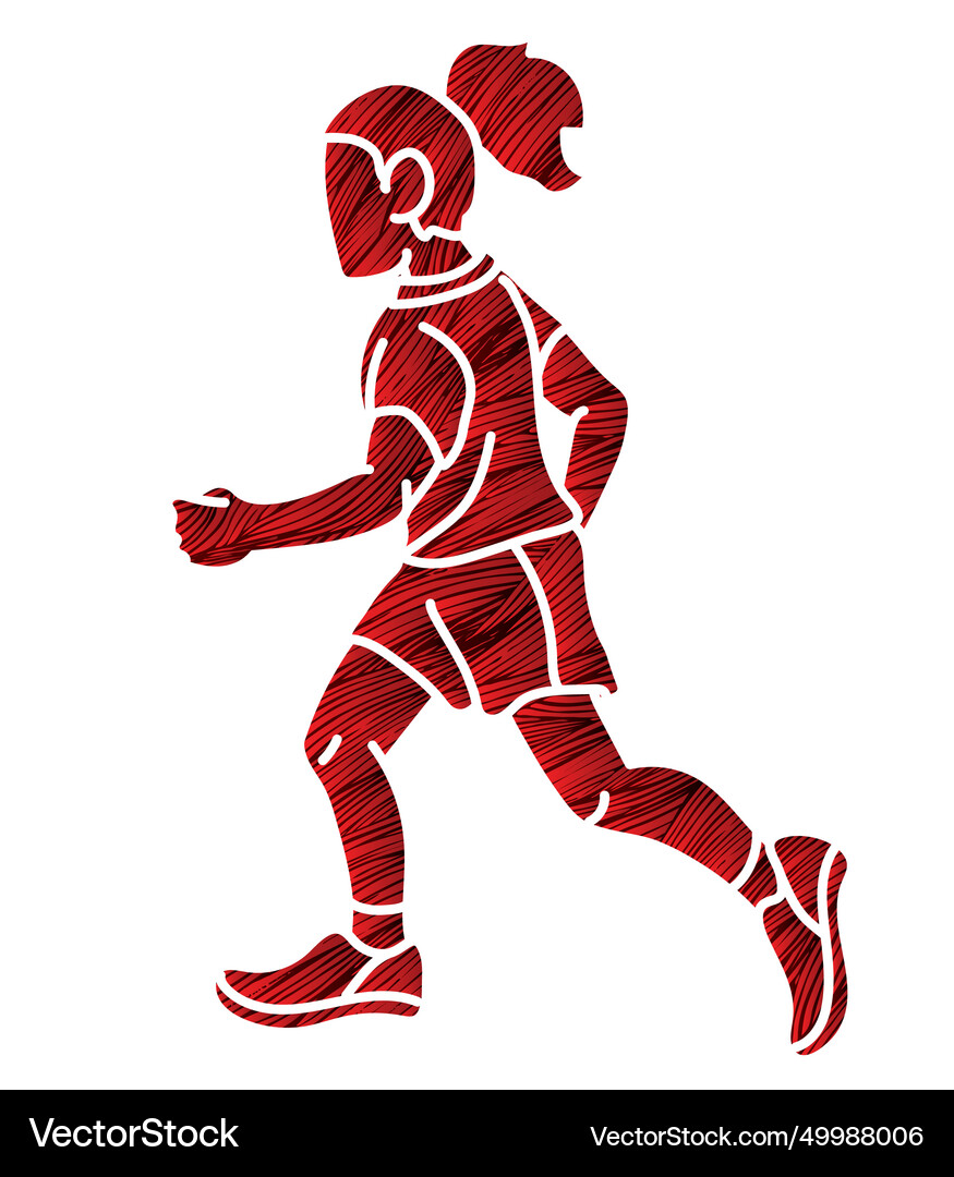 A girl start running action jogging movement Vector Image
