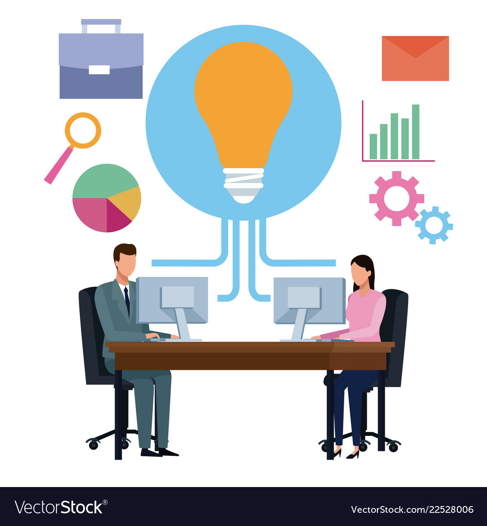 Business partners brainstorming cartoon Royalty Free Vector