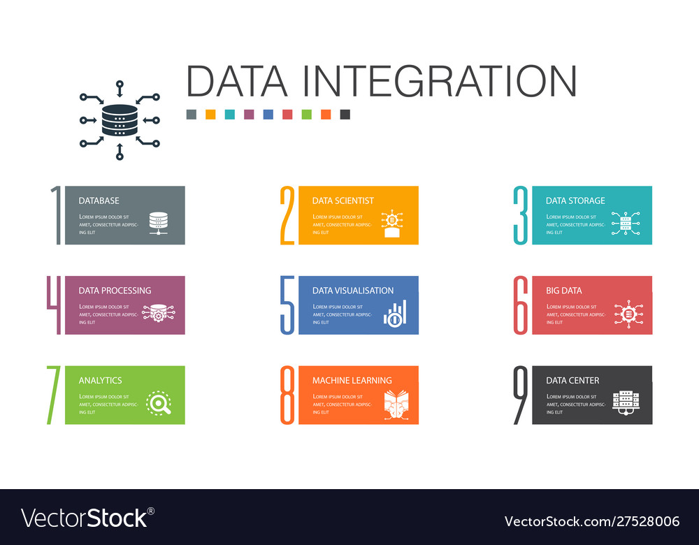 Data integration infographic 10 option line Vector Image