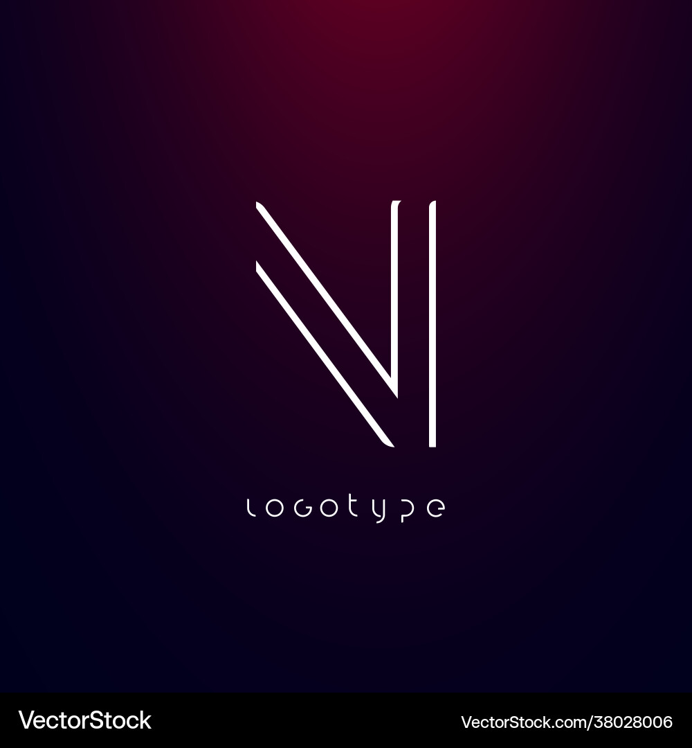 Futurism style letter n minimalist type Royalty Free Vector