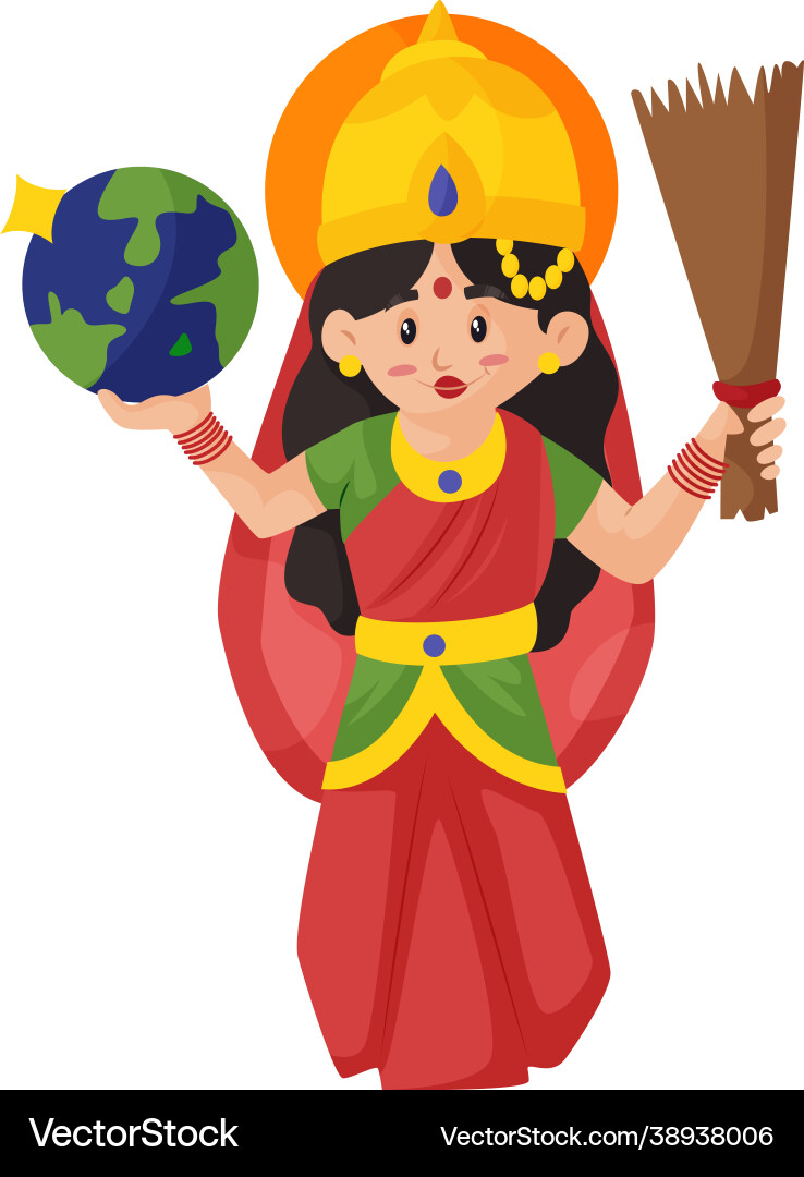 Goddess lakshmi cartoon character Royalty Free Vector Image