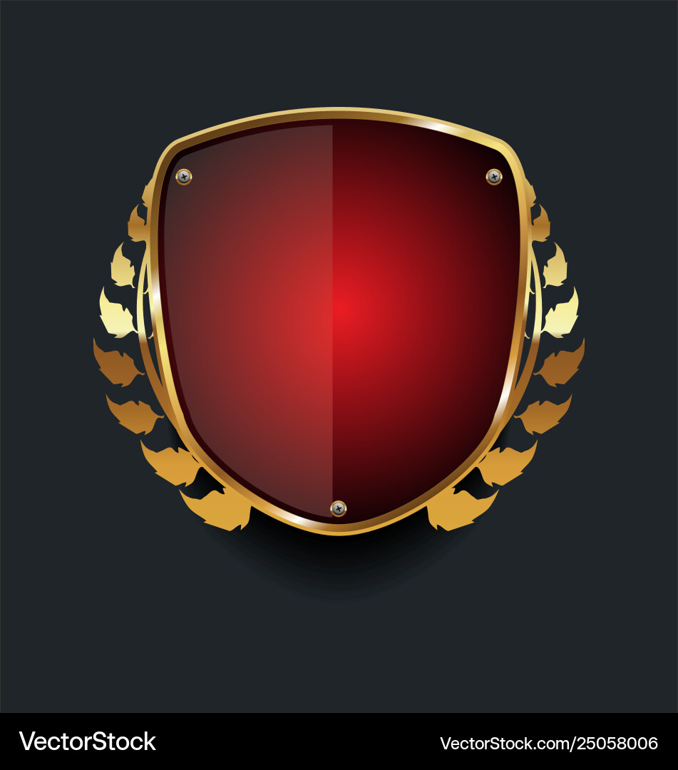 Golden shield and laurel wreath retro design 05 Vector Image