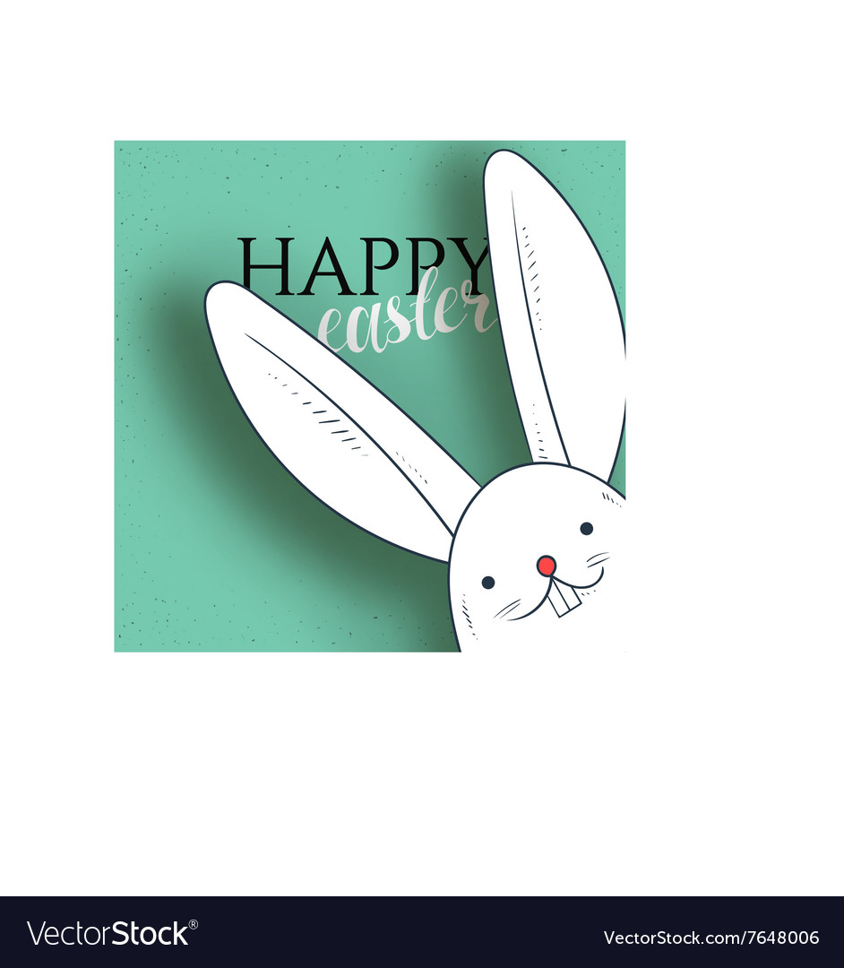 Happy easter rabbit looks and greeting calligraphy