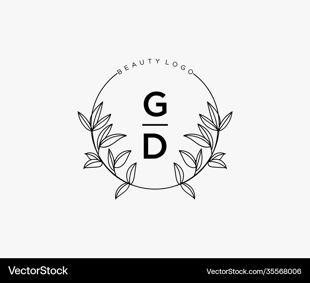 Initial gd letters beautiful floral feminine Vector Image
