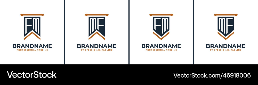 Letter fm and mf pennant flag logo set represent Vector Image