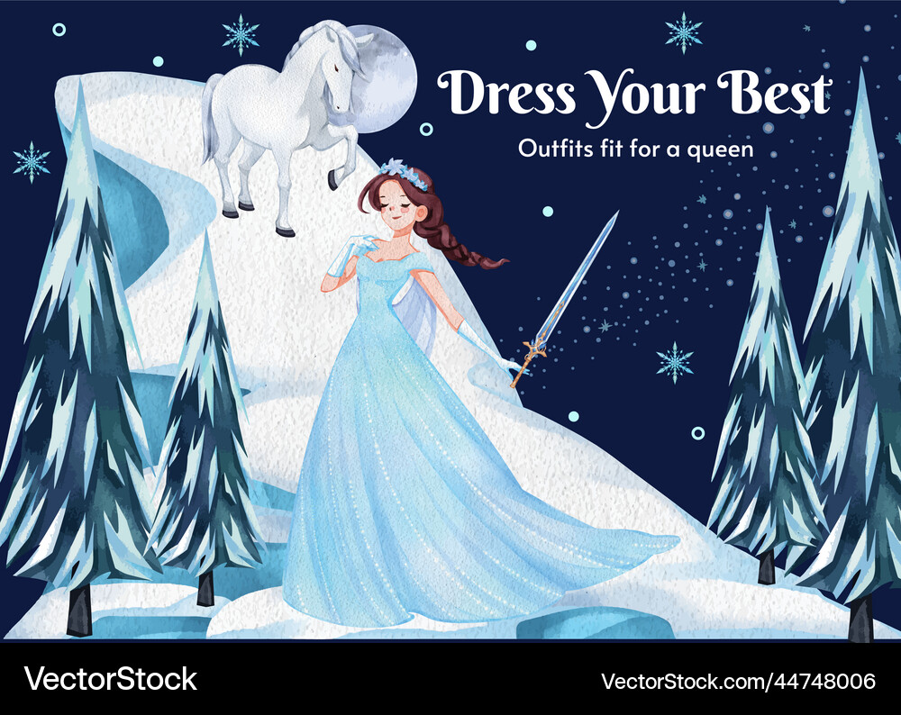 Postcard template with prince winter fantasy Vector Image
