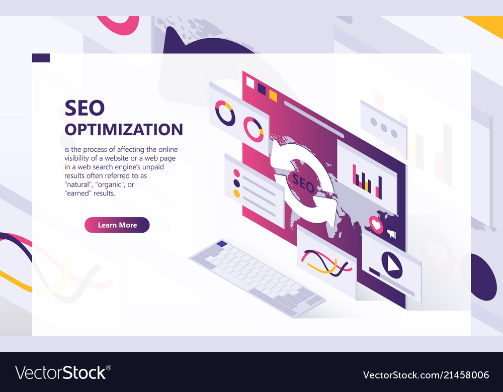 Seo optimization isometric background Royalty Free Vector