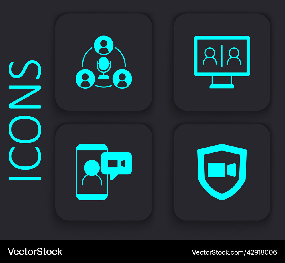 Set video chat conference meeting and icon Vector Image