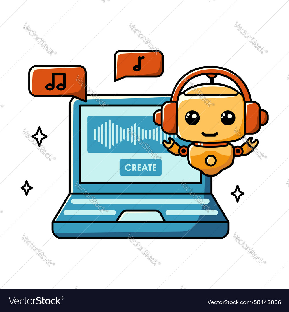 Using ai for music generate chat bot assistant Vector Image Using ai for music generate chat bot assistant Vector Image