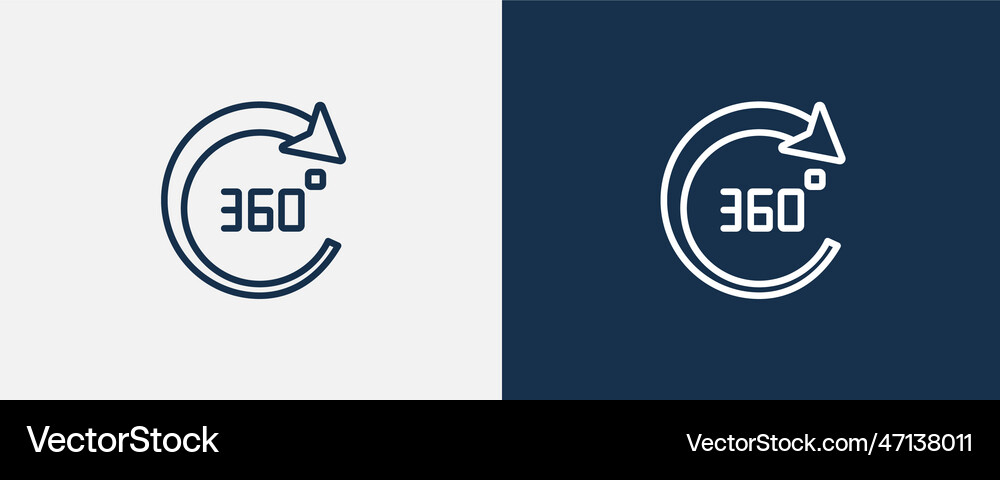 360 degree icon outline degree icon from Vector Image