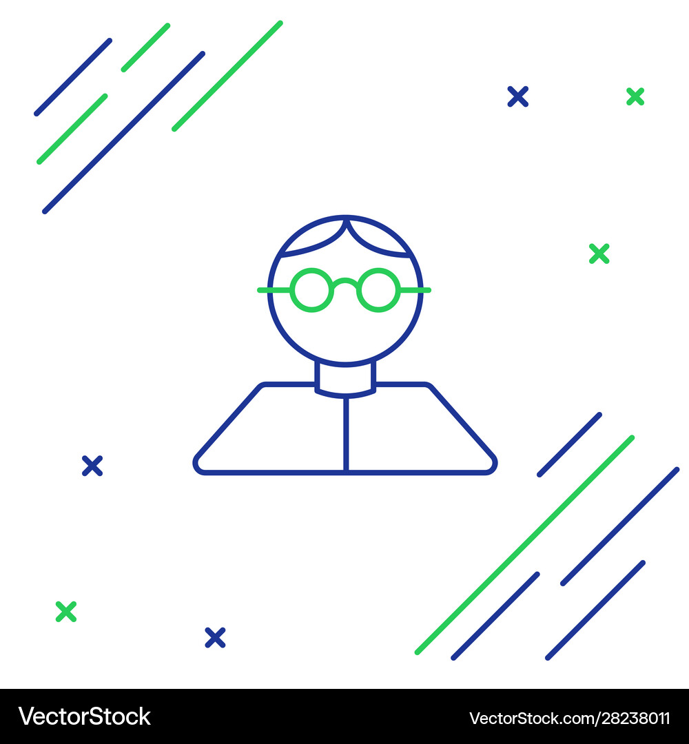 Blue and green line student icon isolated Vector Image