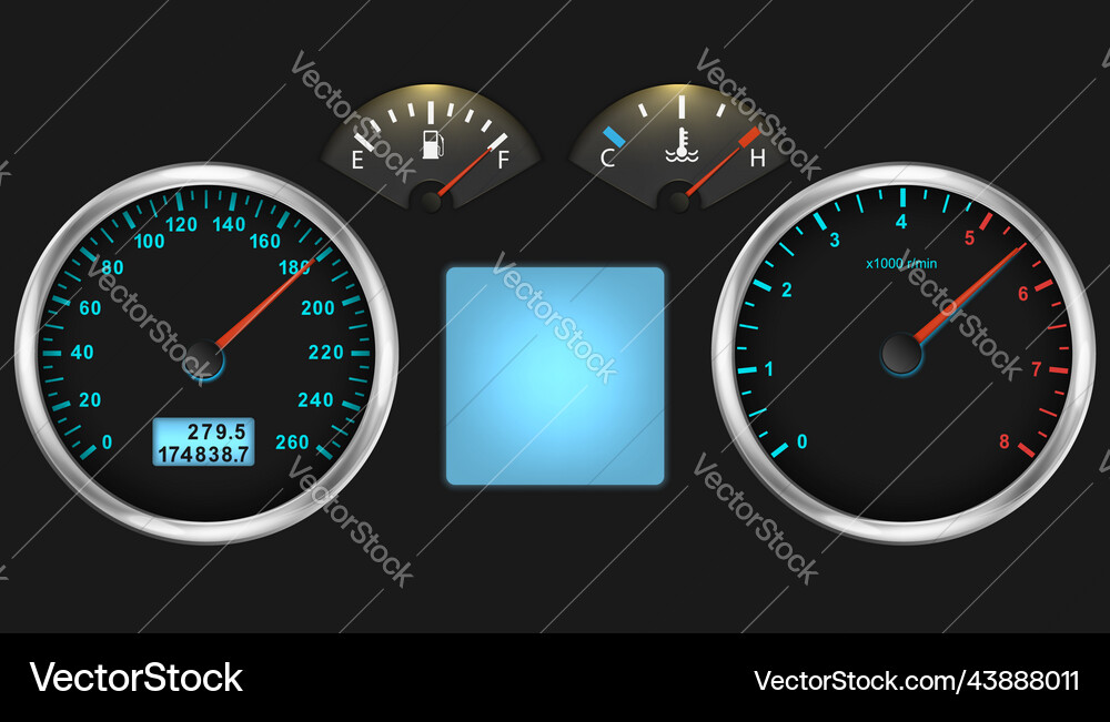 Car dashboard speedometer tachometer gauge fuel Vector Image