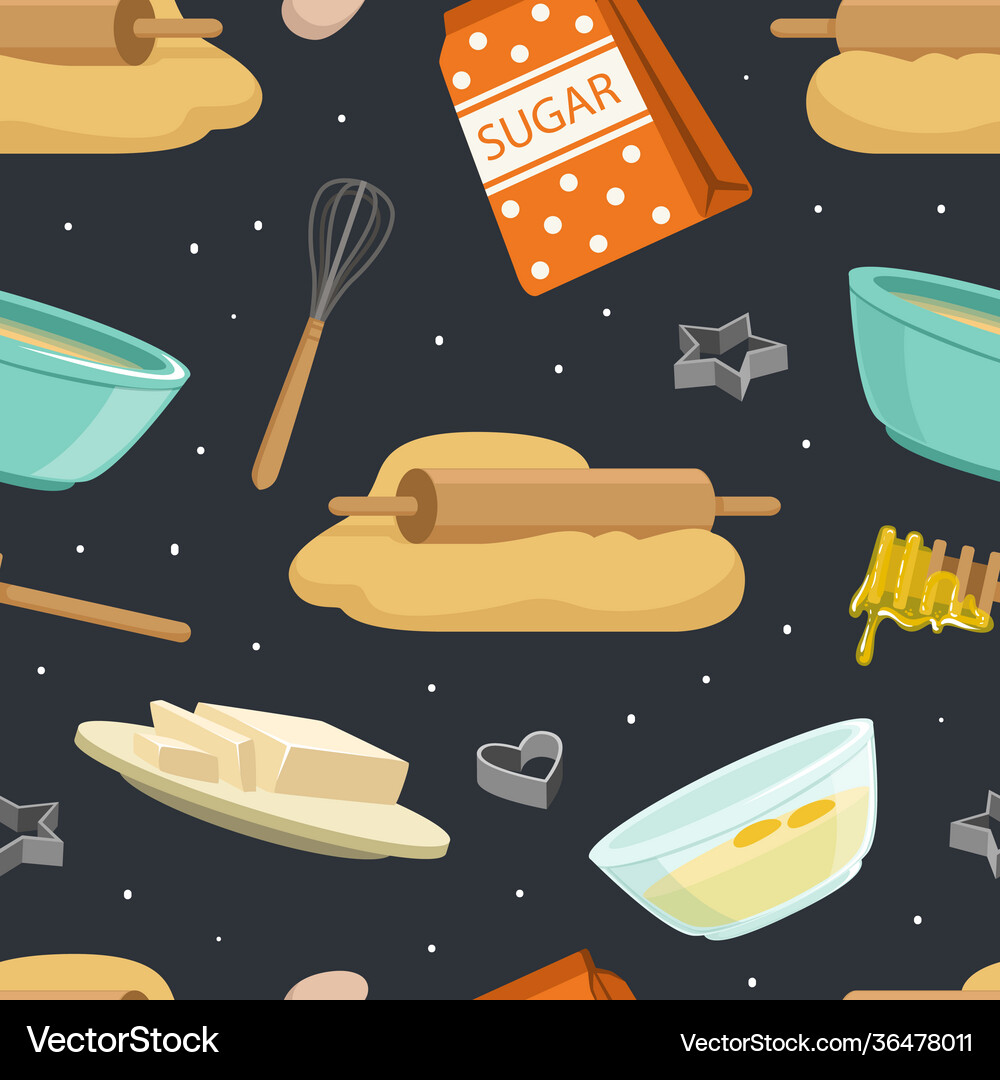 Culinary products and kitchen utensil seamless Vector Image