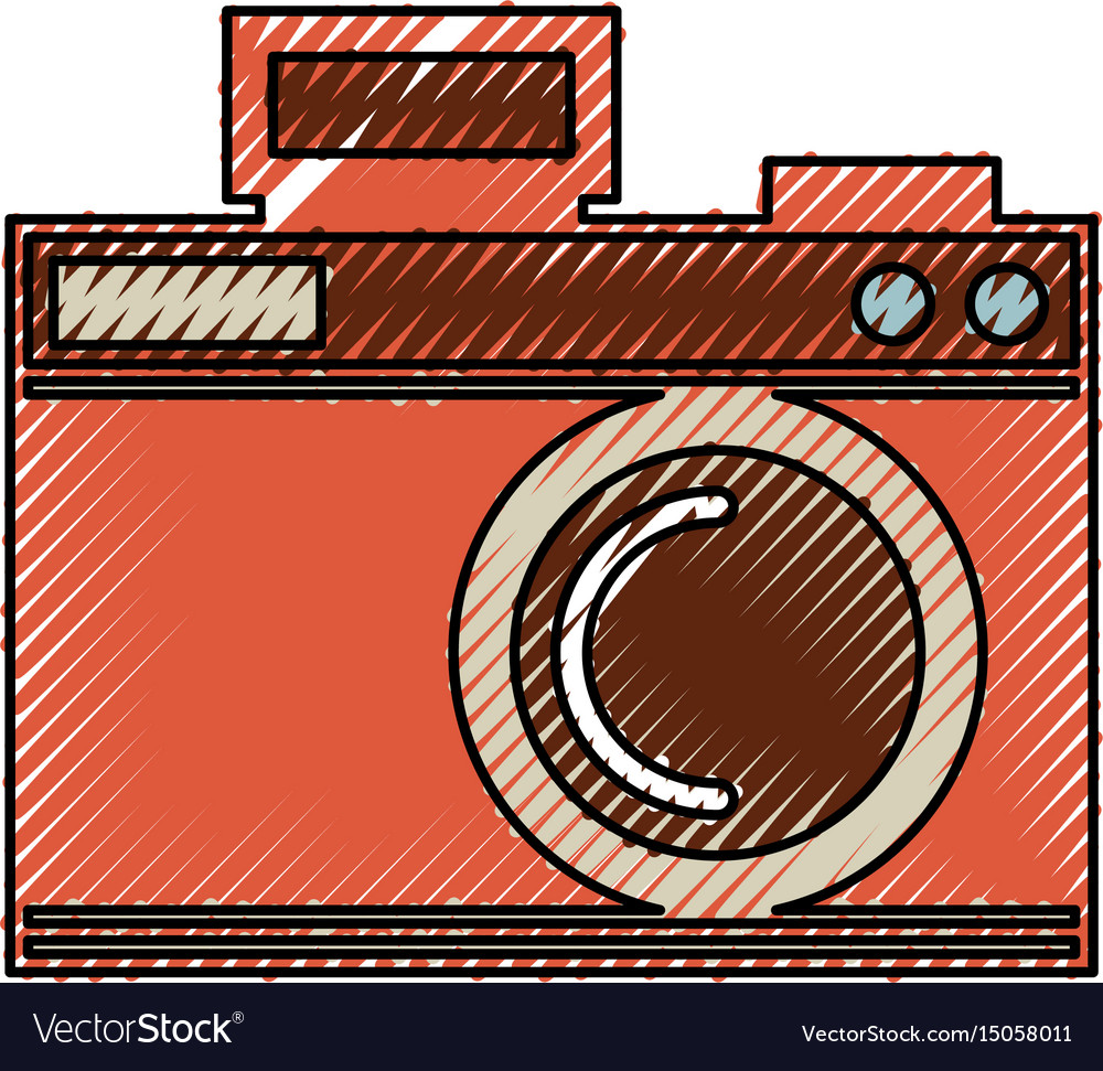 Cute scribble camera cartoon Royalty Free Vector Image