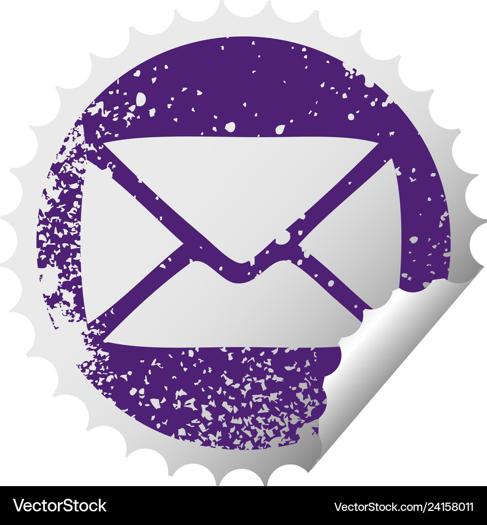 Distressed circular peeling sticker symbol paper Vector Image