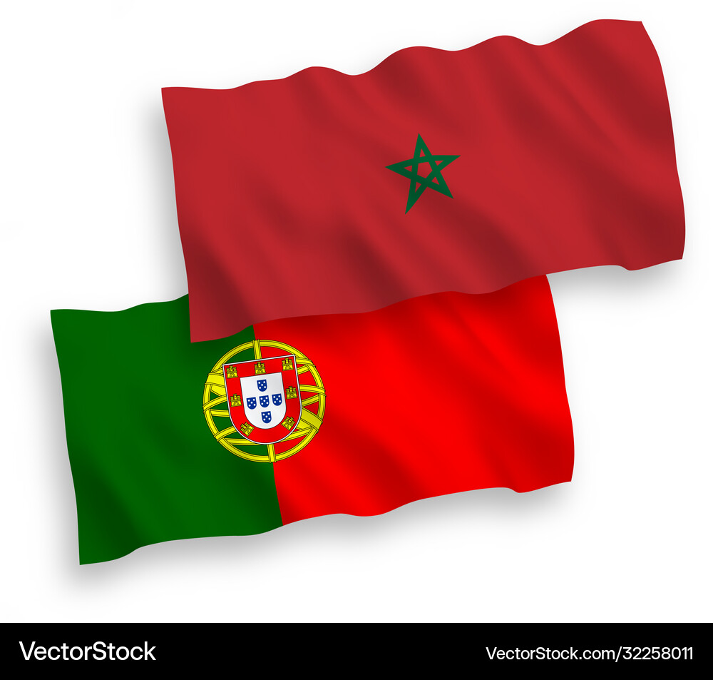 Flags portugal and morocco on a white Royalty Free Vector