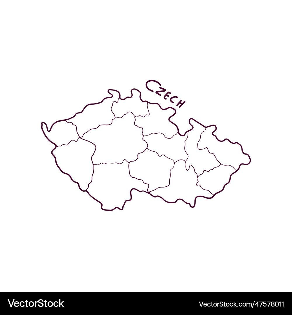 Hand drawn doodle map of czech Royalty Free Vector Image