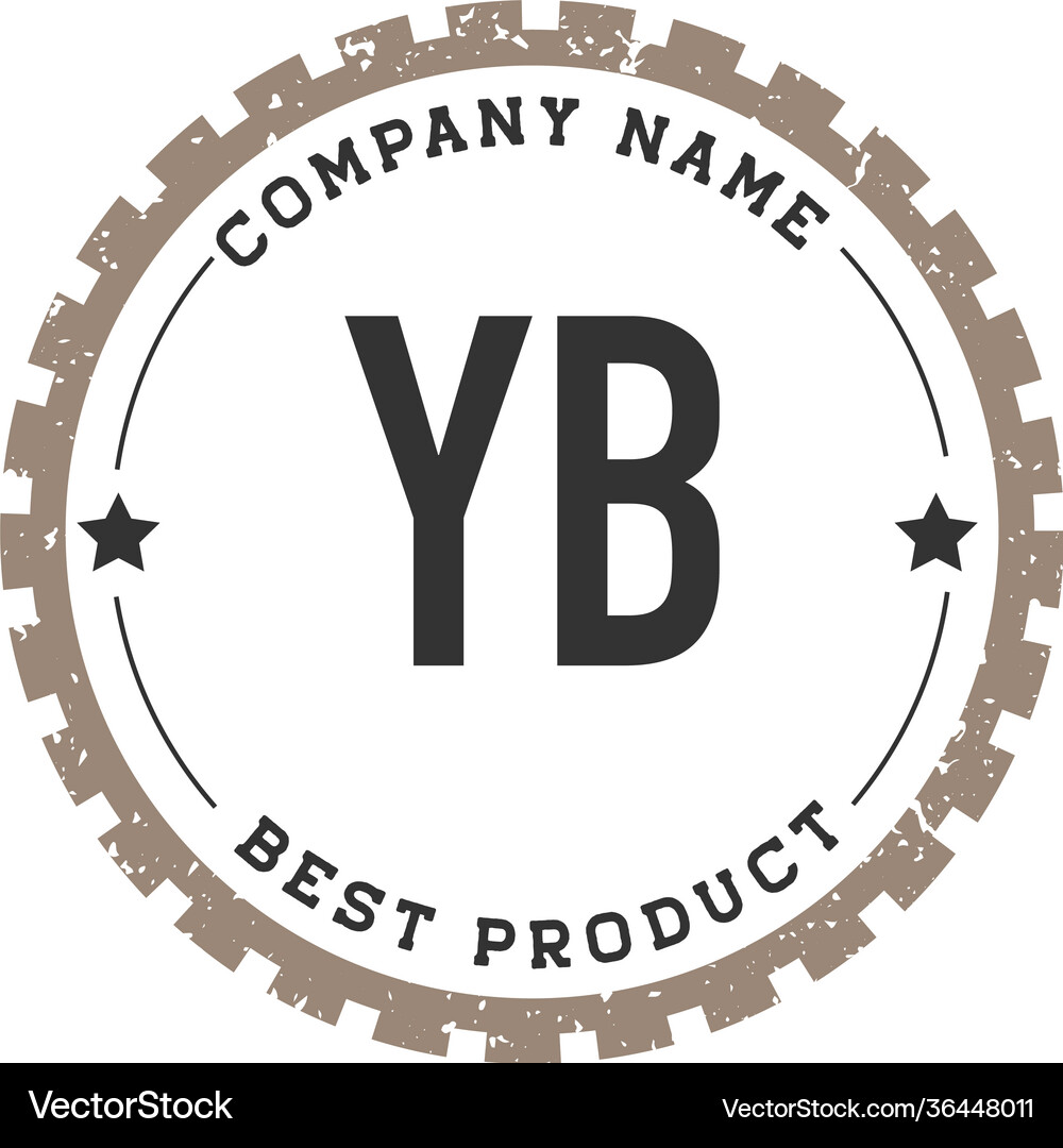 Initial letter yb gear vintage logo concept Vector Image