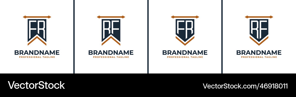 Letter fr and rf pennant flag logo set represent Vector Image