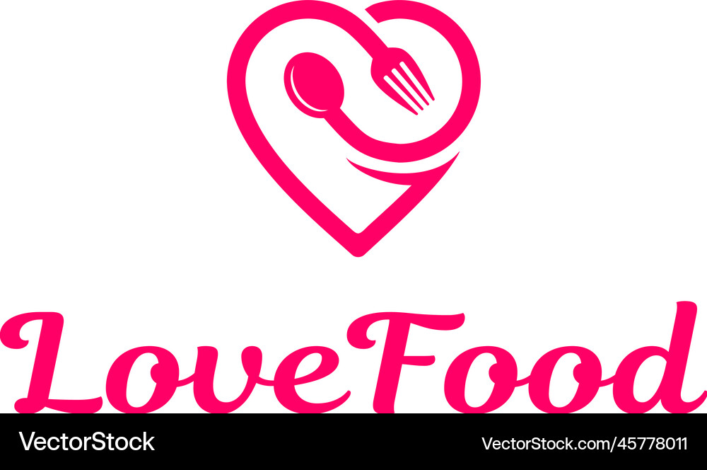 Love food with spoon or fork template logo Vector Image