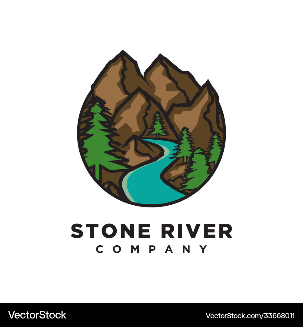 Mountain with river logo design Royalty Free Vector Image