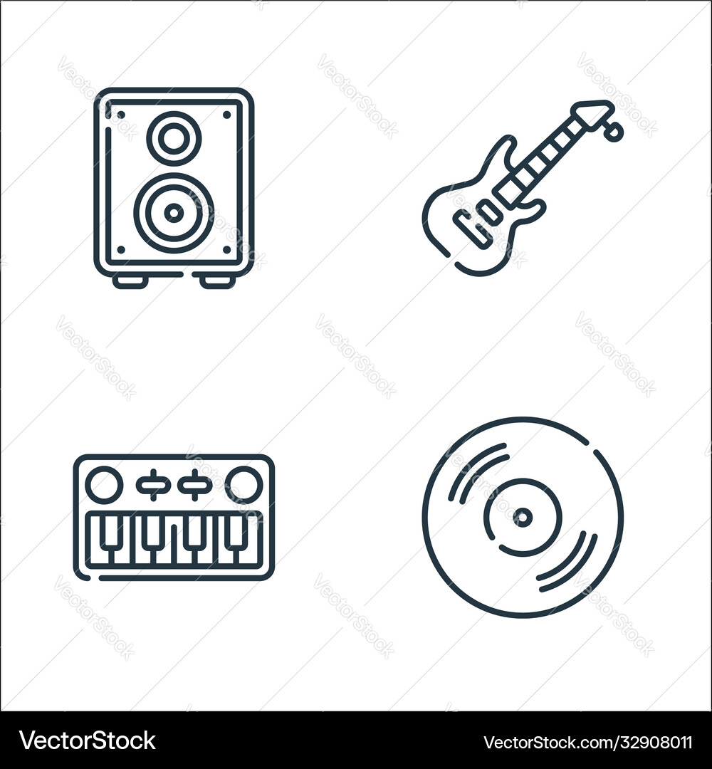 Music line icons linear set quality line set Vector Image