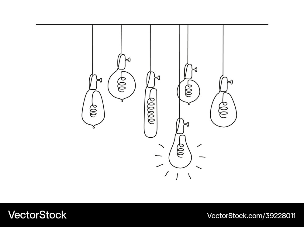 One continuous line drawing of hanging loft light Vector Image