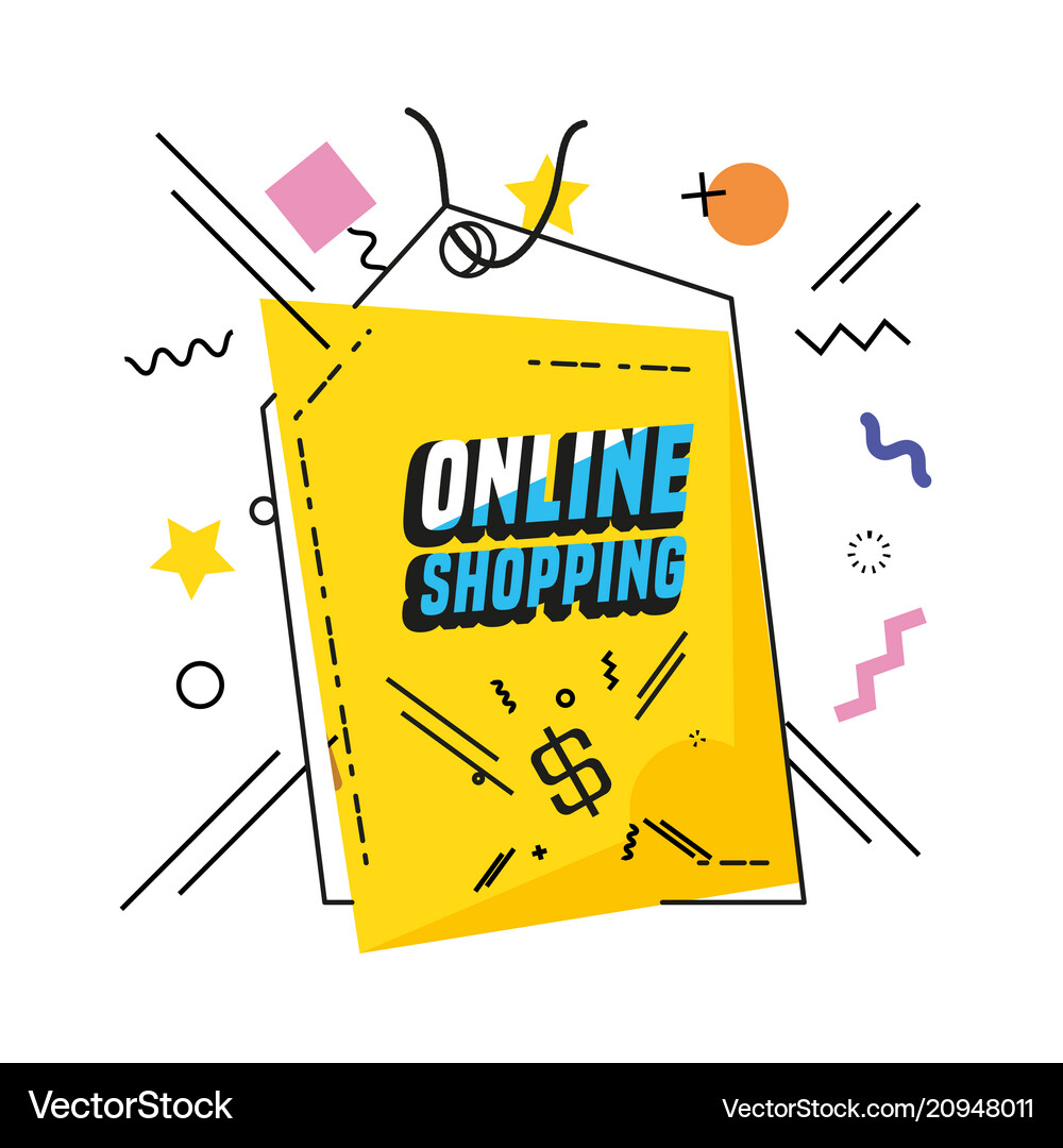 Shopping online commercial tag Royalty Free Vector Image