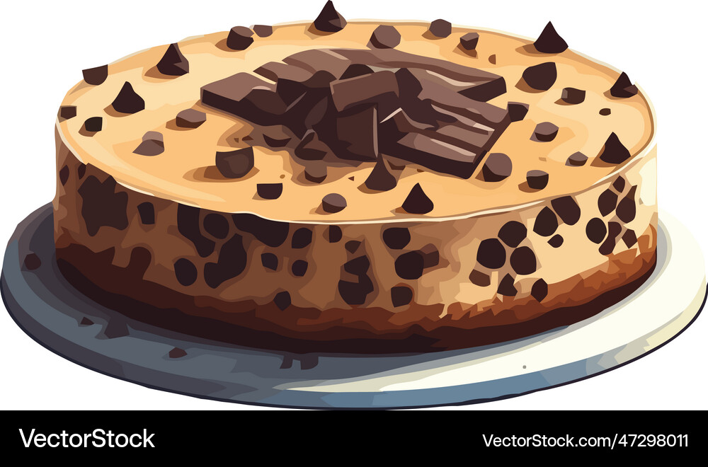 Sweet dessert plate with chocolate cream icing Vector Image