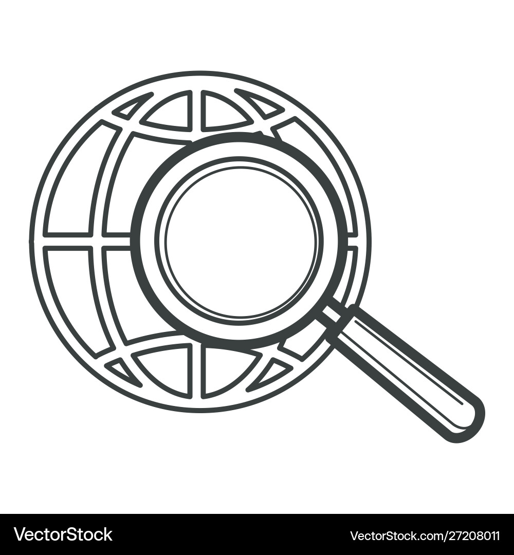 Worldwide search globe and magnifying glass Vector Image