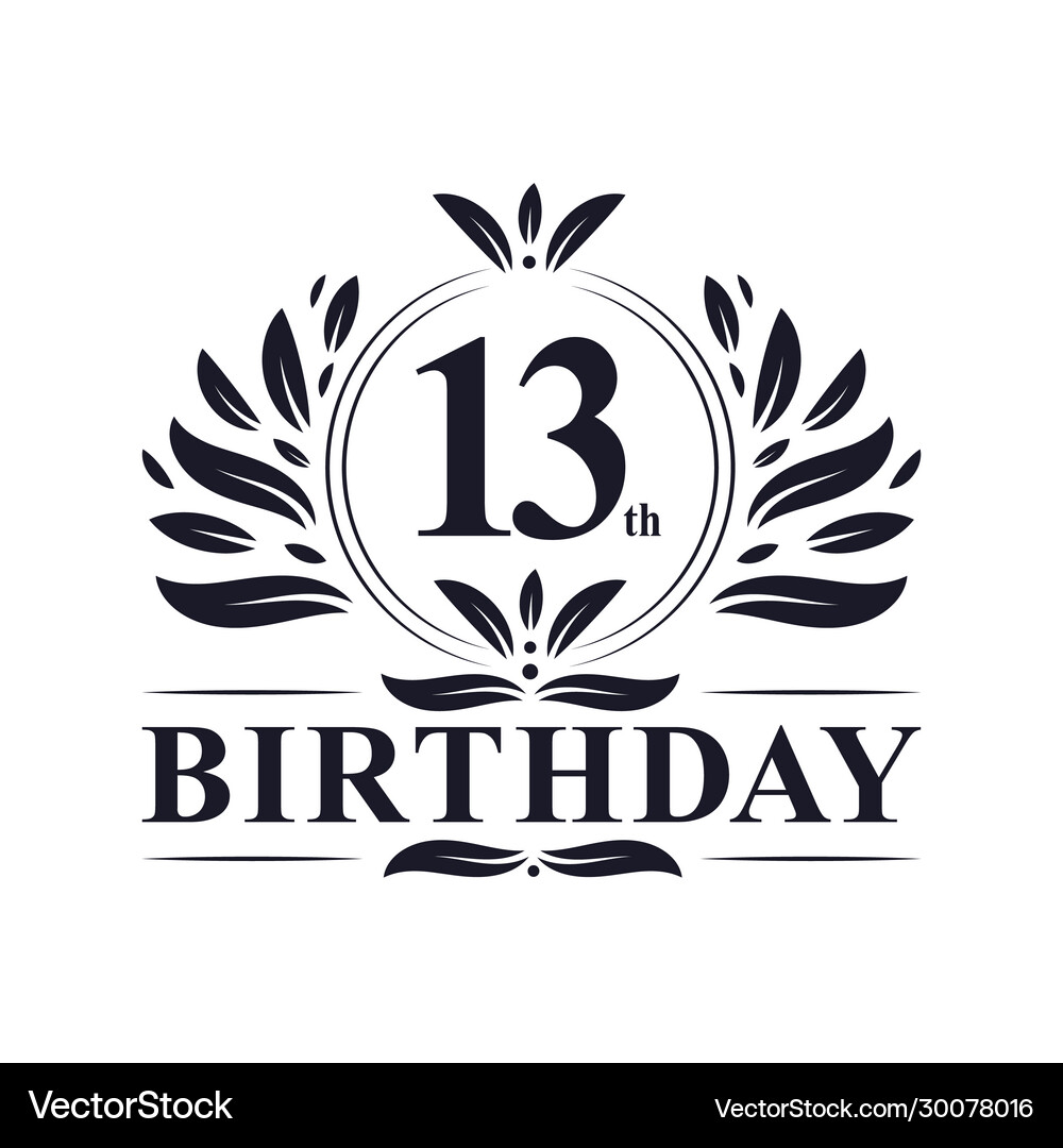 13th birthday logo 13 years celebration Royalty Free Vector