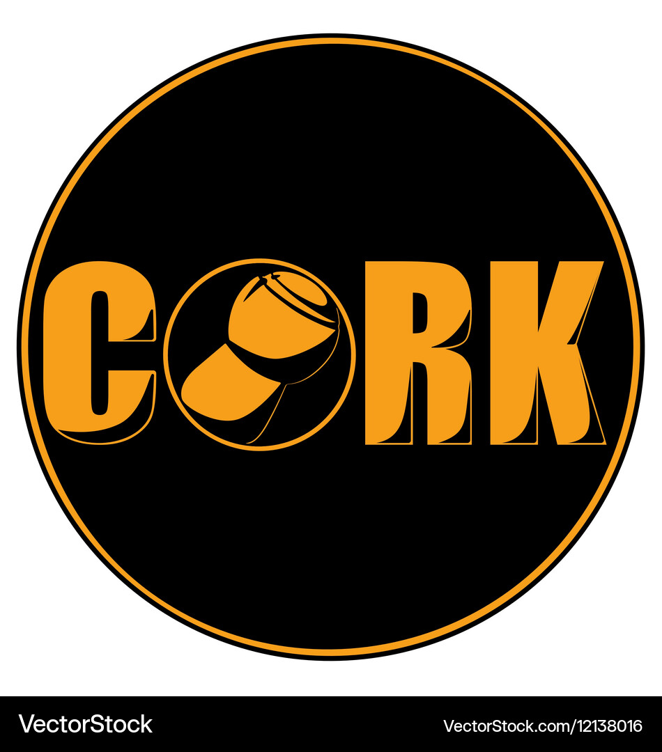 Champagne cork white circle logo on a black Vector Image