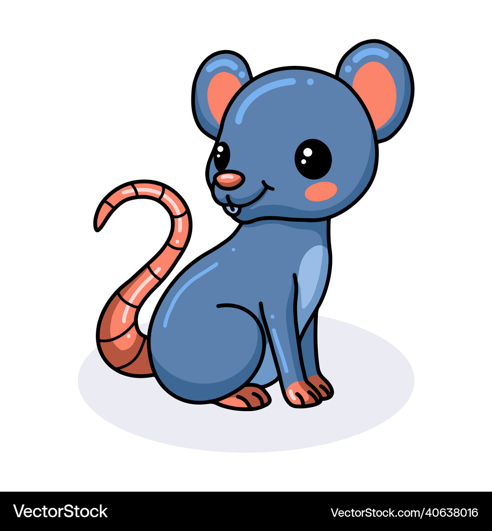 Cute little mouse cartoon sitting Royalty Free Vector Image