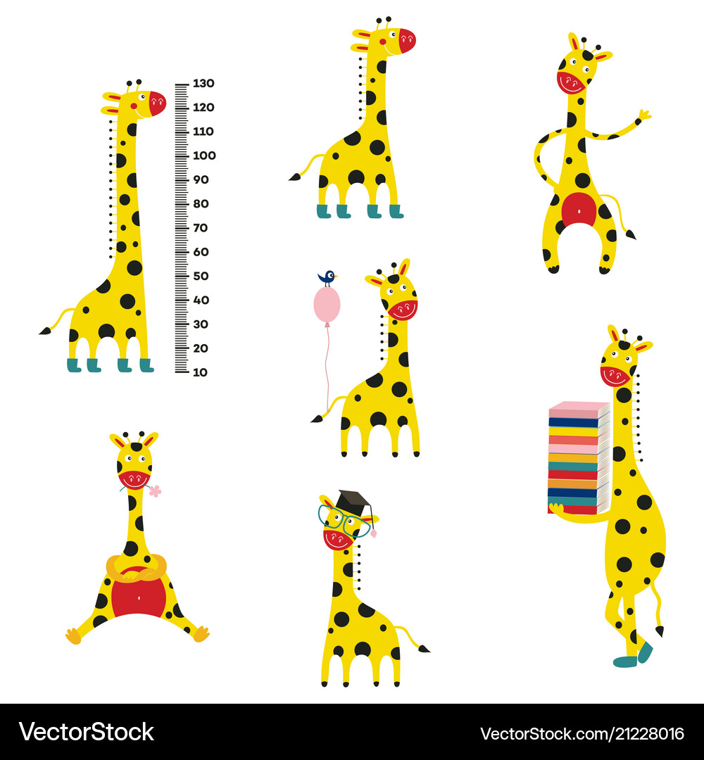 Giraffe cartoon character set isolated on white Vector Image