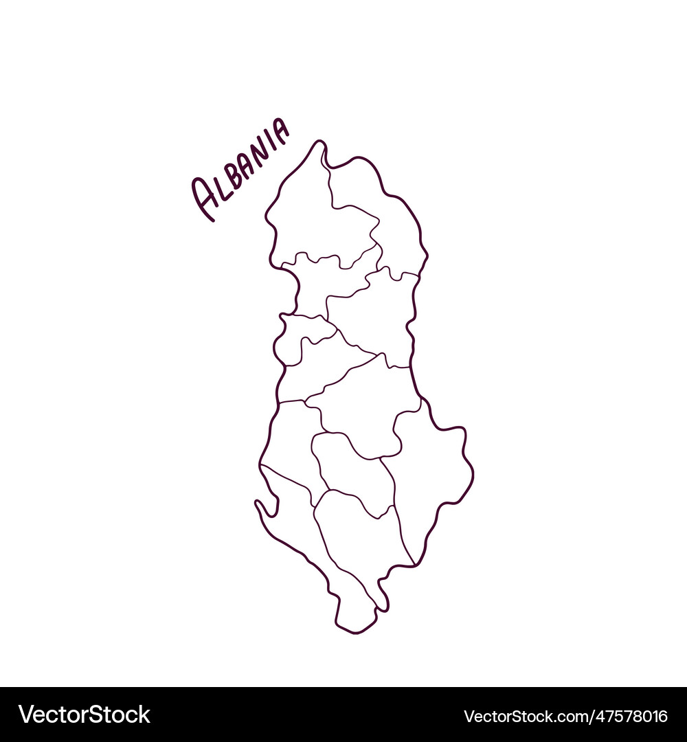 Hand drawn doodle map of albania Royalty Free Vector Image