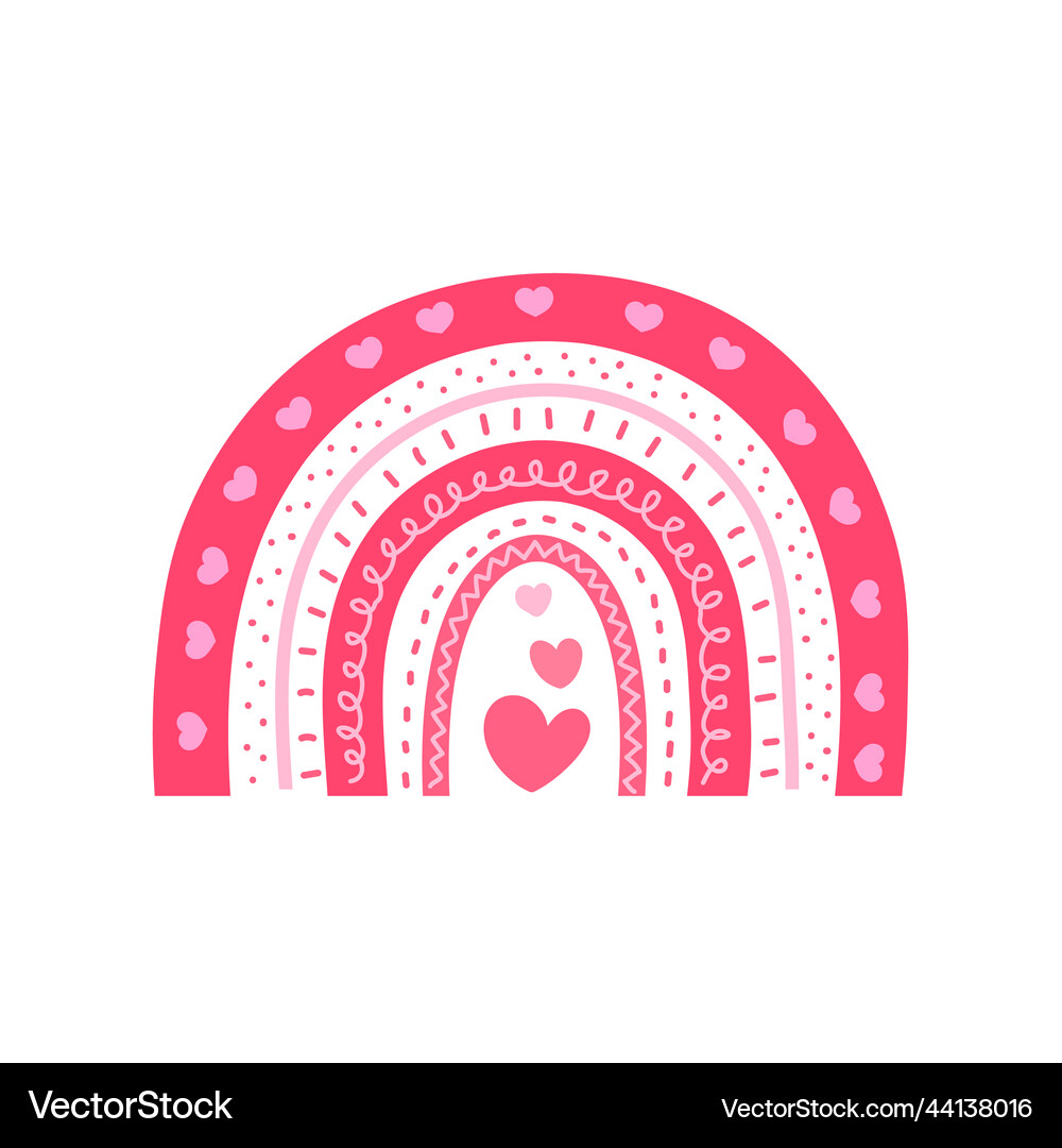 Hand painted cute rainbow decorated with pink Vector Image