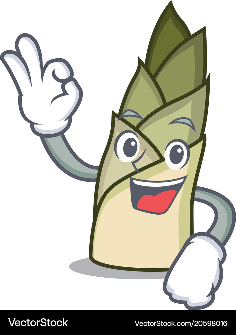 Okay bamboo shoot character cartoon Royalty Free Vector