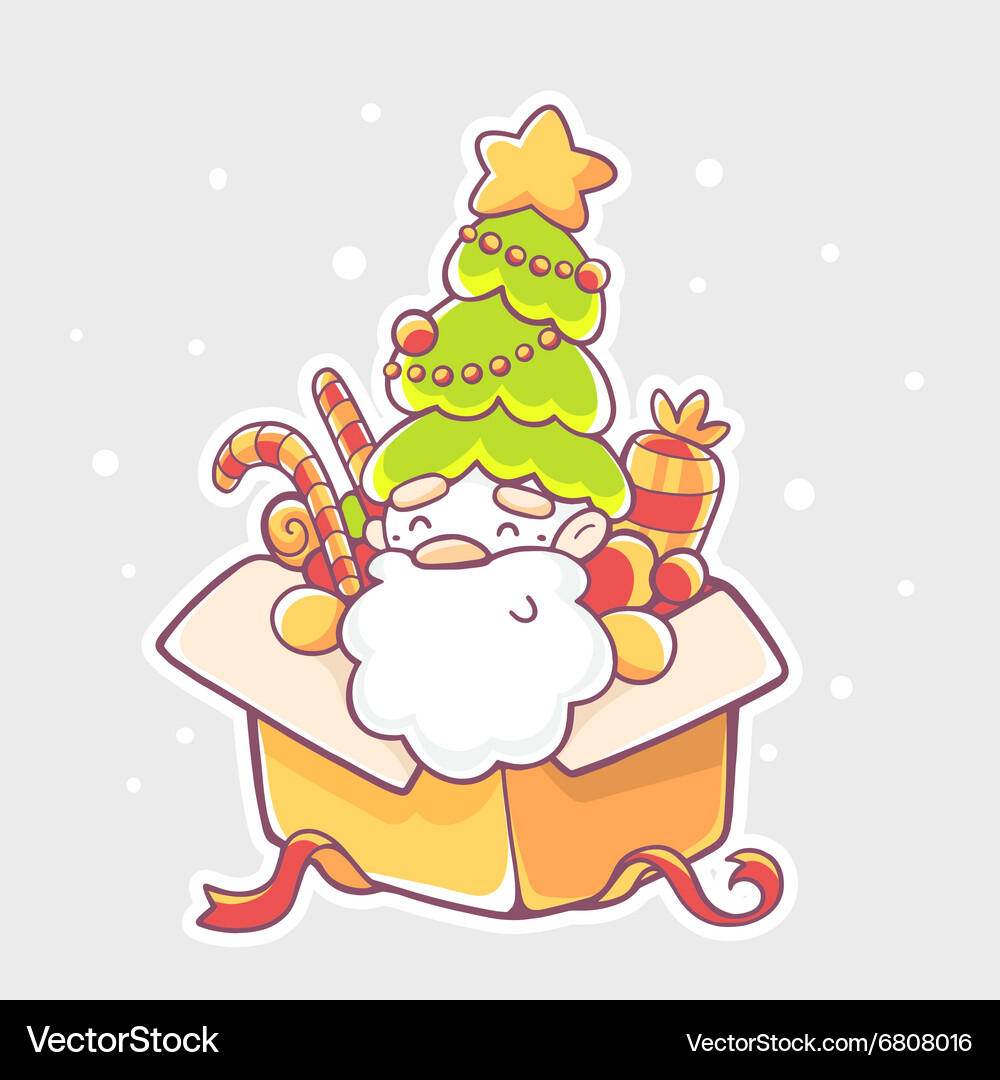 Santa claus sitting in yellow gift box Royalty Free Vector