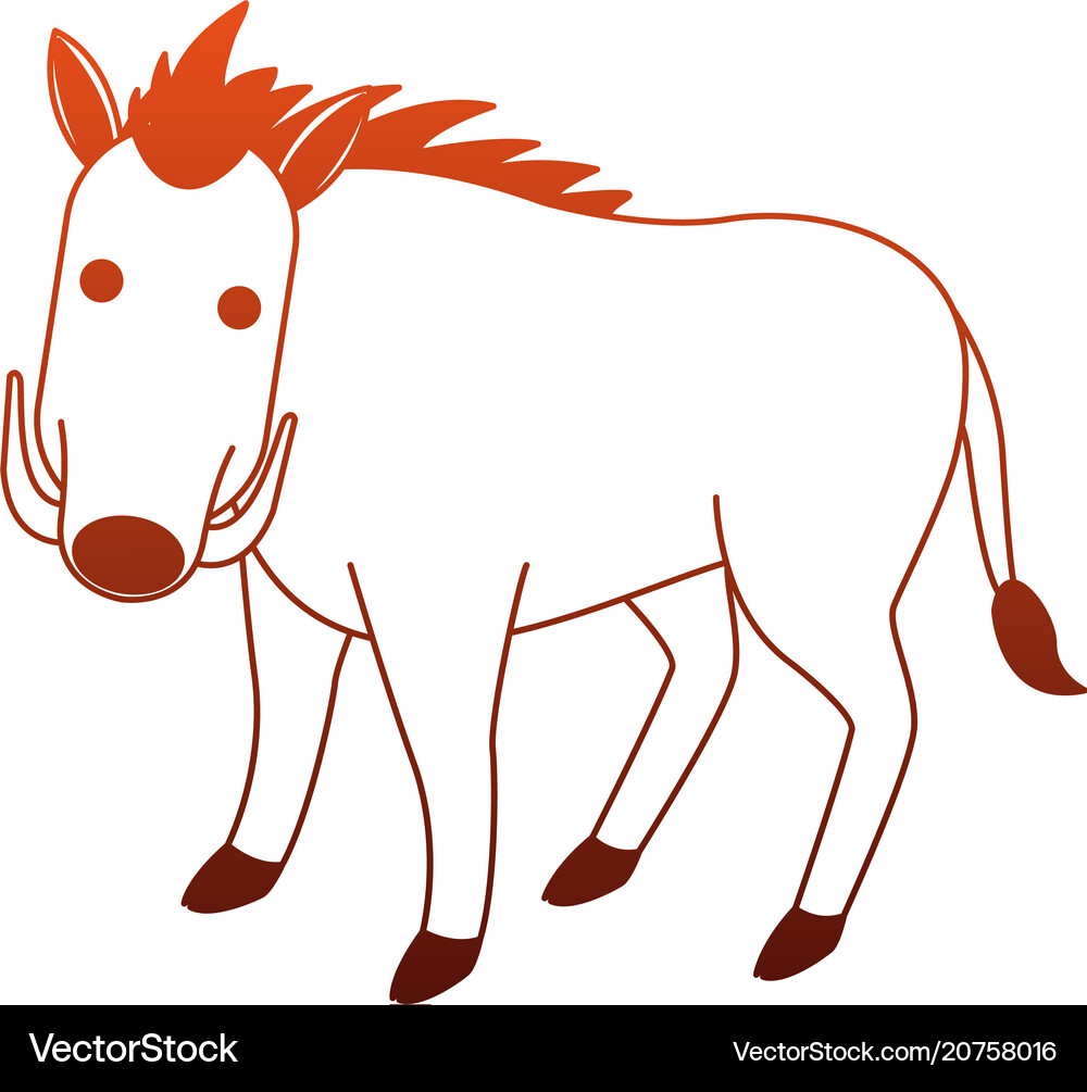 Wild pig animal on red lines Royalty Free Vector Image