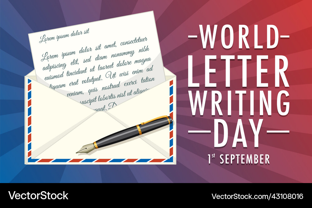 World letter writing day poster design Royalty Free Vector