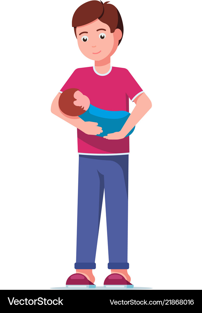 Young father holding a baby Royalty Free Vector Image