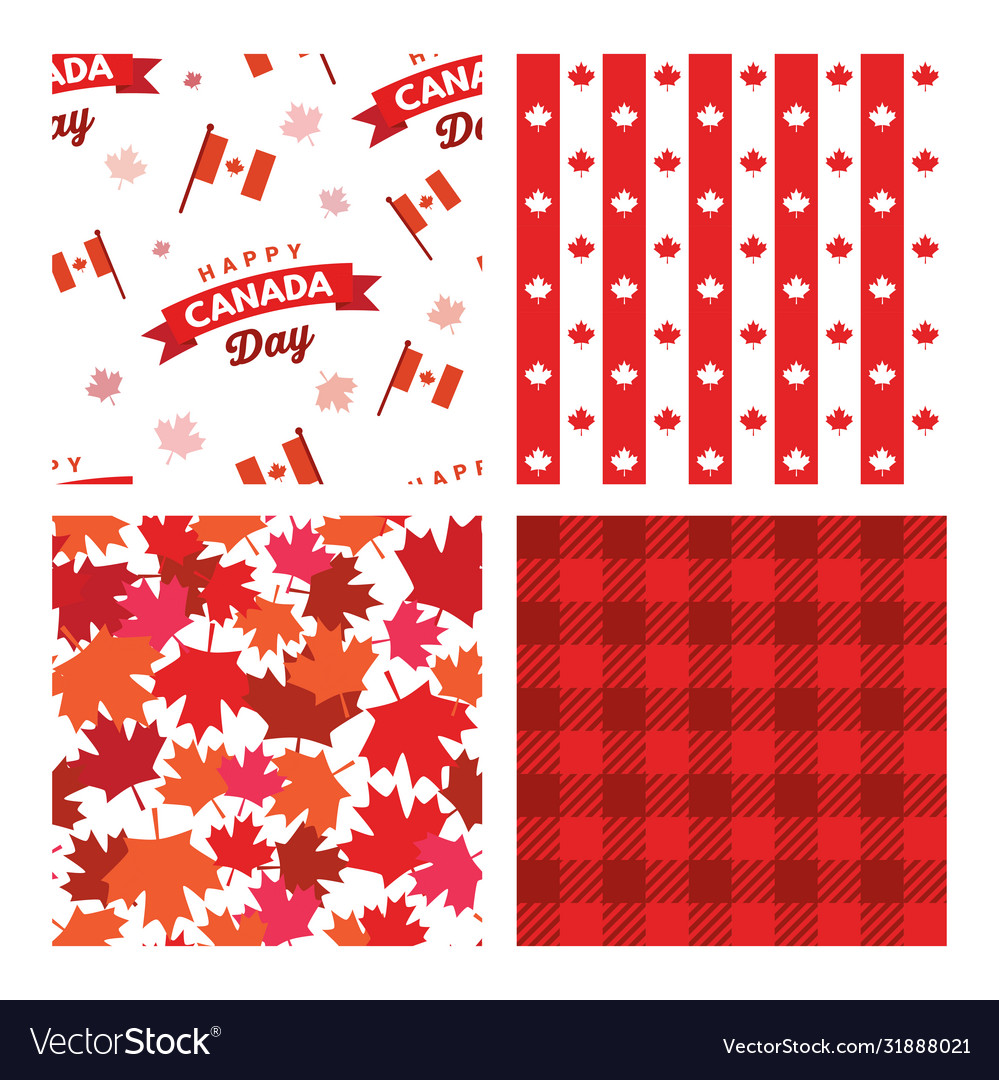 Canada seamless patterns independence day Vector Image