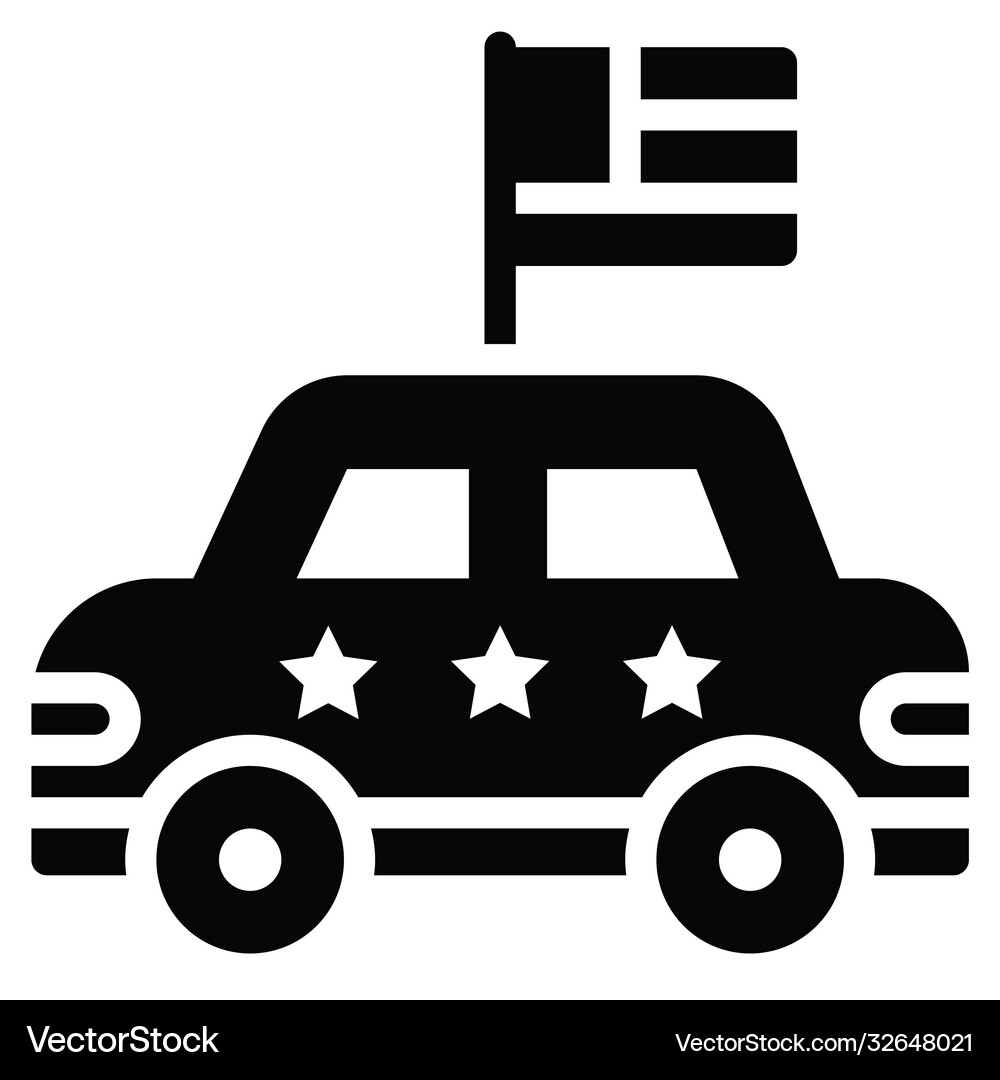 Car with usa flag united state independence day Vector Image